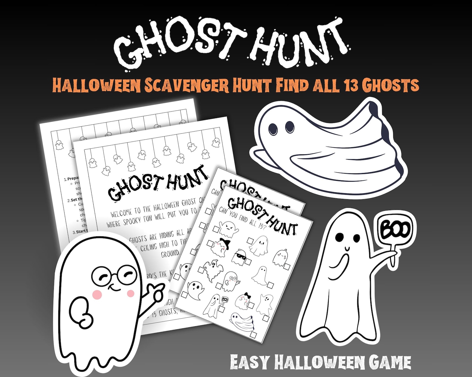Ghost Hunt Halloween Party Printable Game, Easy Indoor Halloween ...