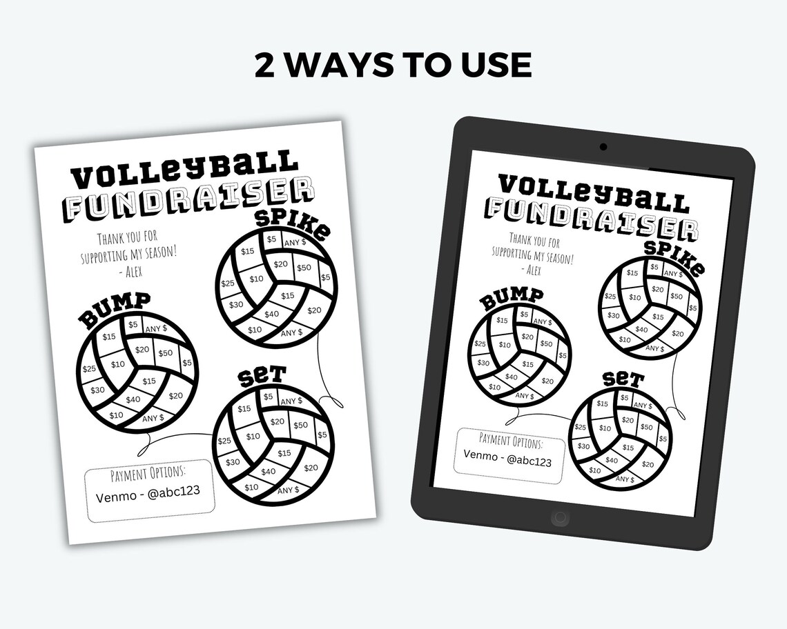 Editable Volleyball Fundraiser, Quick Easy Printable Volleyball Team ...