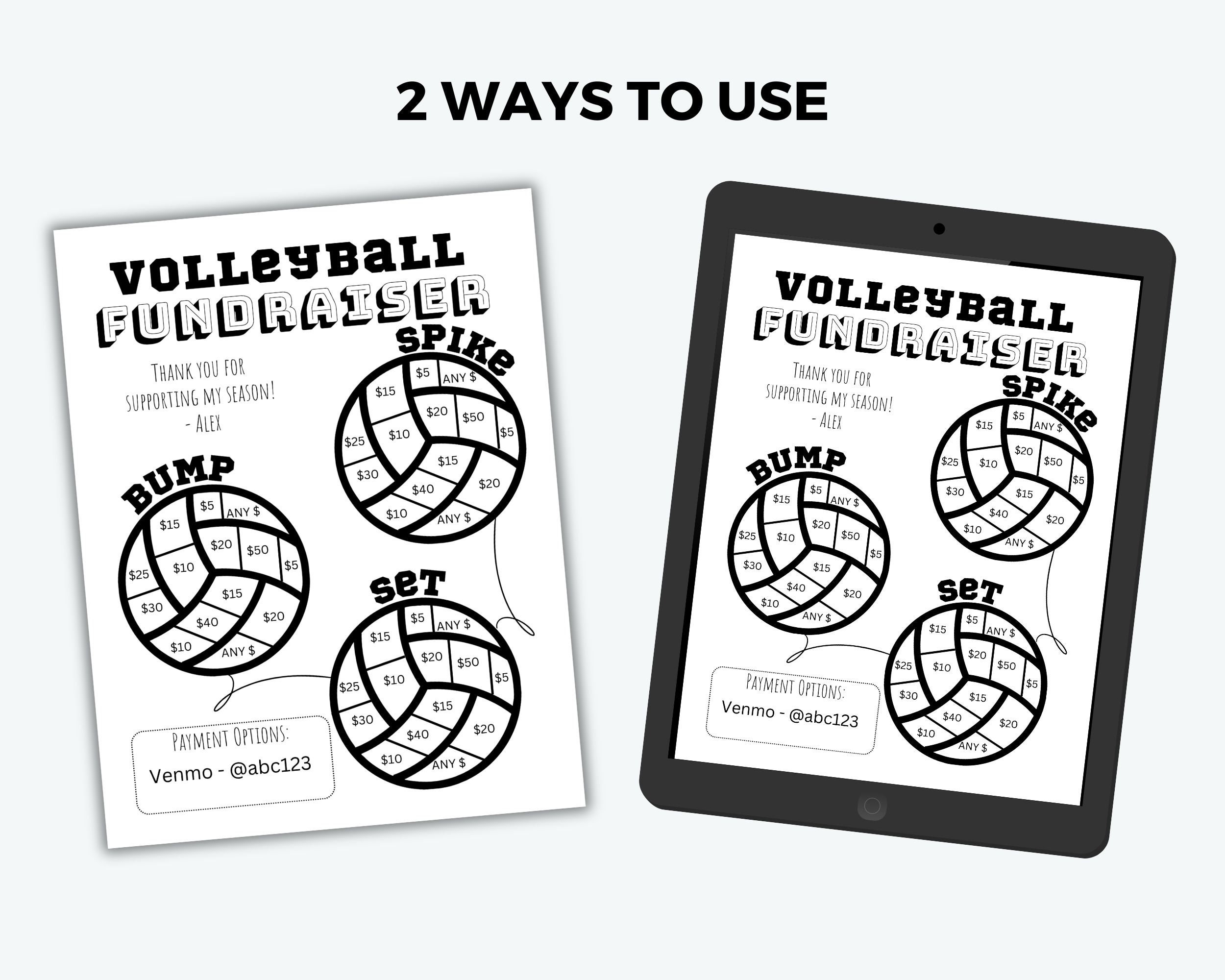 Editable Volleyball Fundraiser, Quick Easy Printable Volleyball Team ...