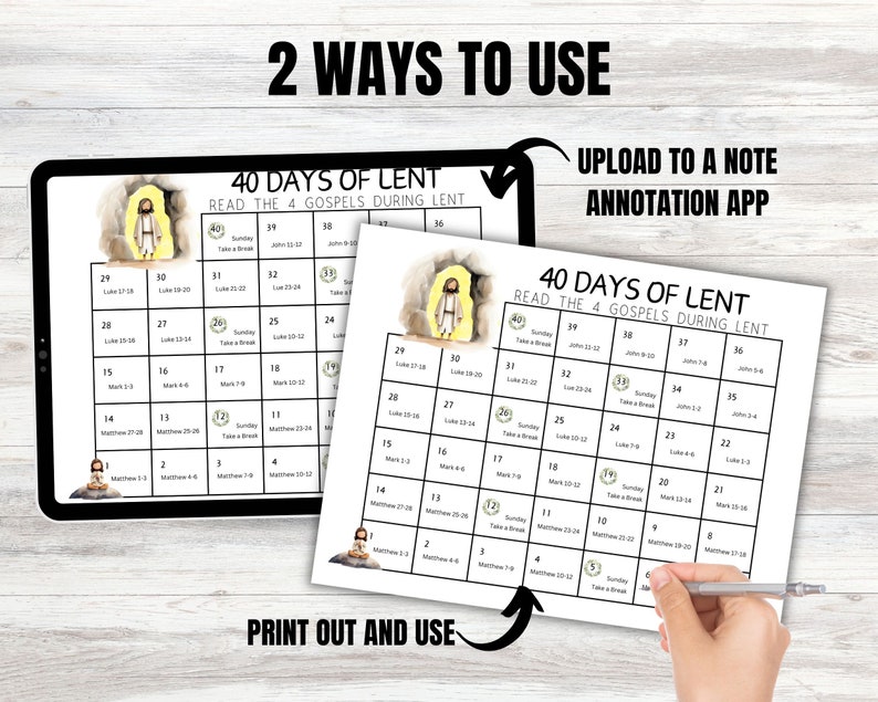 Lent Bible Reading Plan, Family Lent Calendar, 40 Days Scripture ...