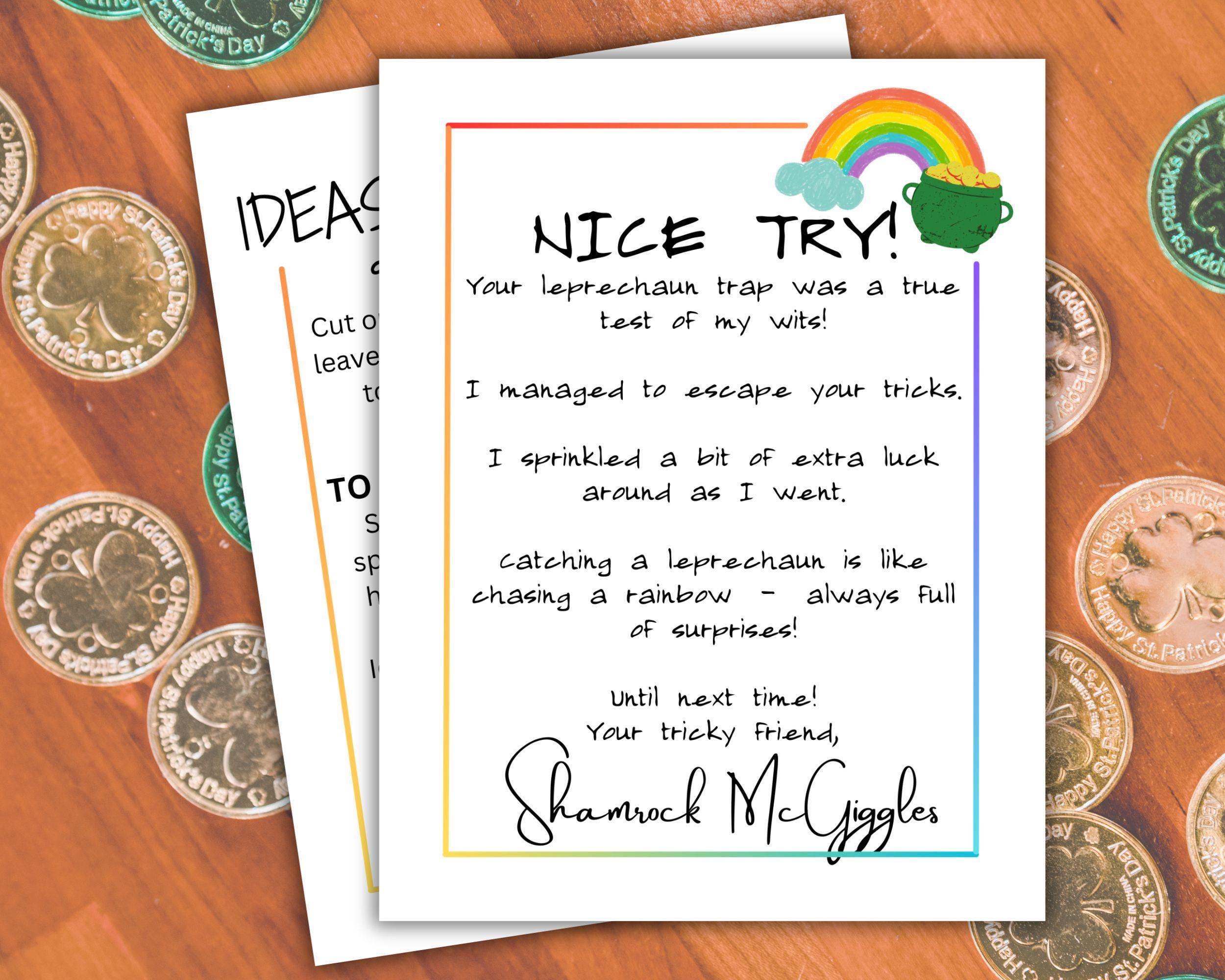 Leprechaun Letter for Kids Printable, Leprechaun Trap Note, St. Patrick ...
