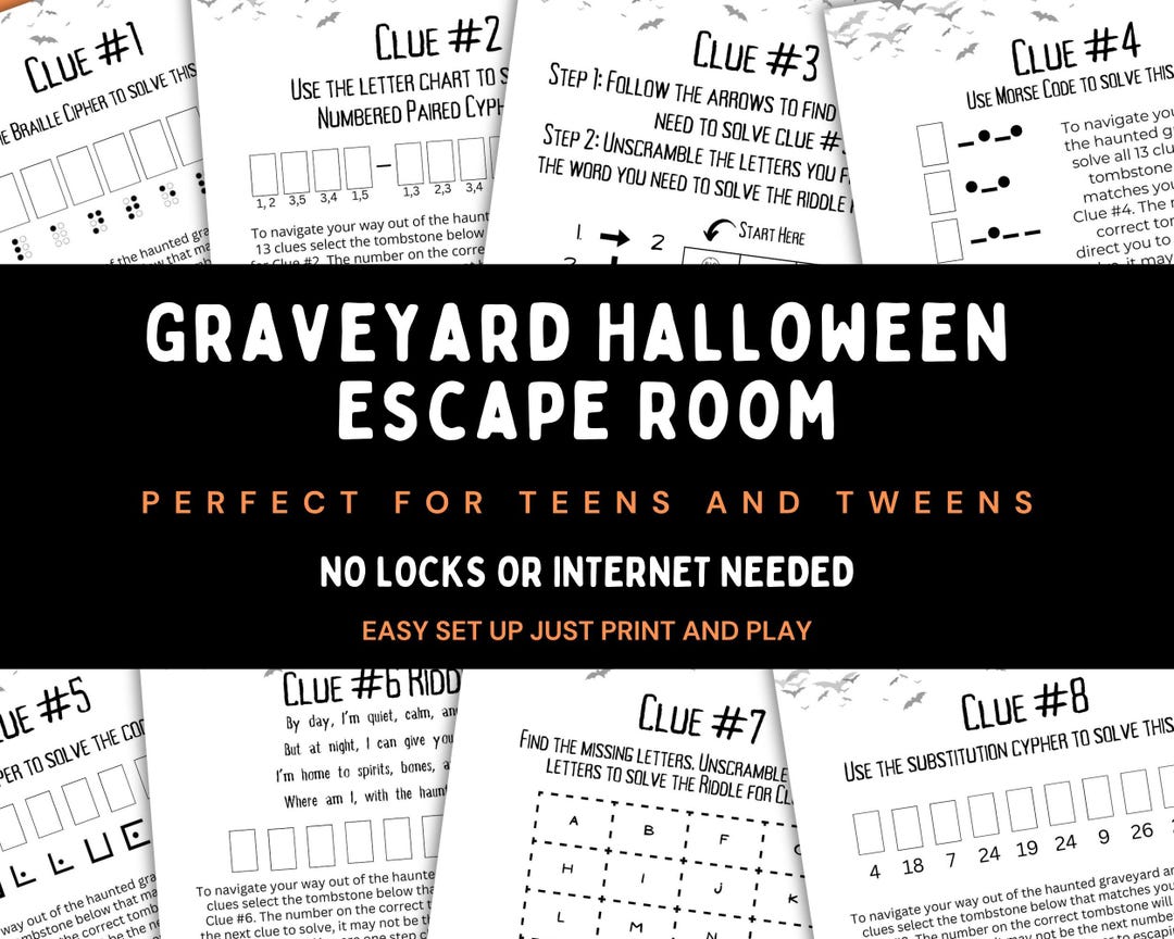 Halloween Escape Room Game Printable, Escape Room Kit, Escape the ...