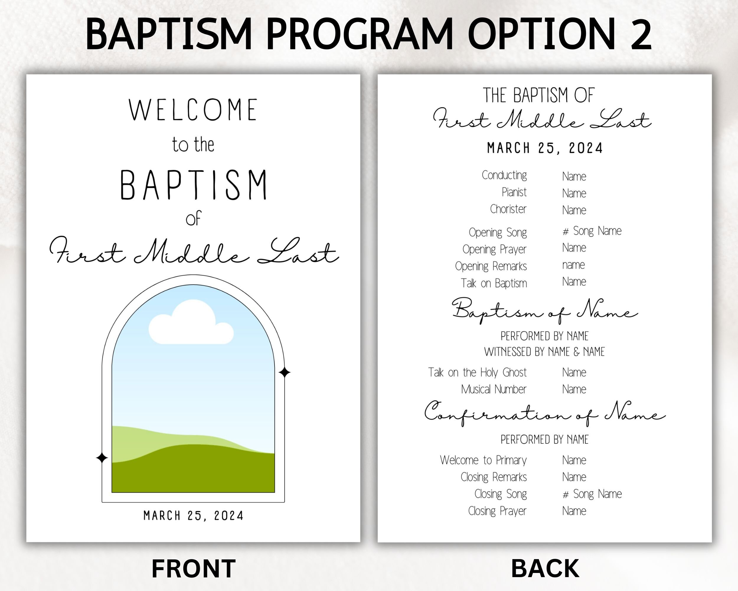 Editable LDS Baptism Program, 1/2 Page Baptism Program Template for Boy ...