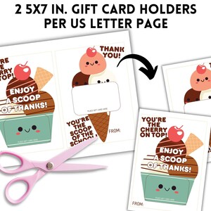 Ice Cream Gift Card Holder Printable, Teacher Appreciation Week Gift ...