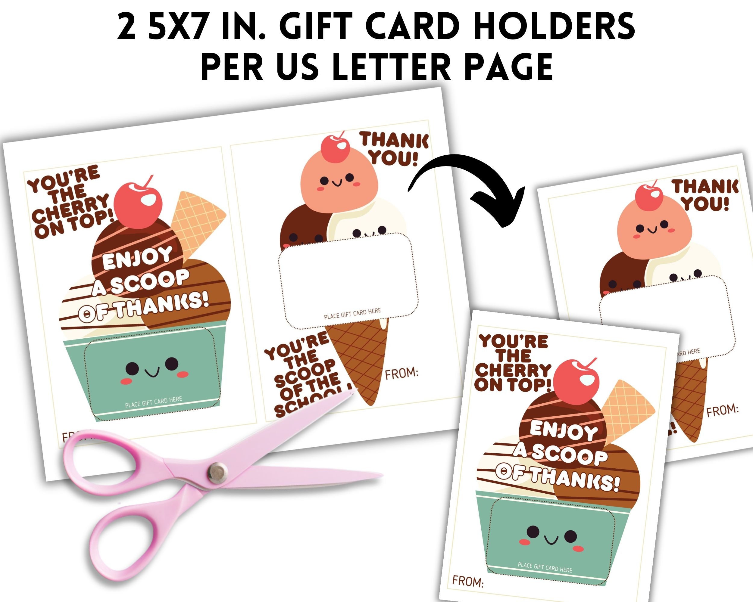Ice Cream Gift Card Holder Printable, Teacher Appreciation Week Gift ...