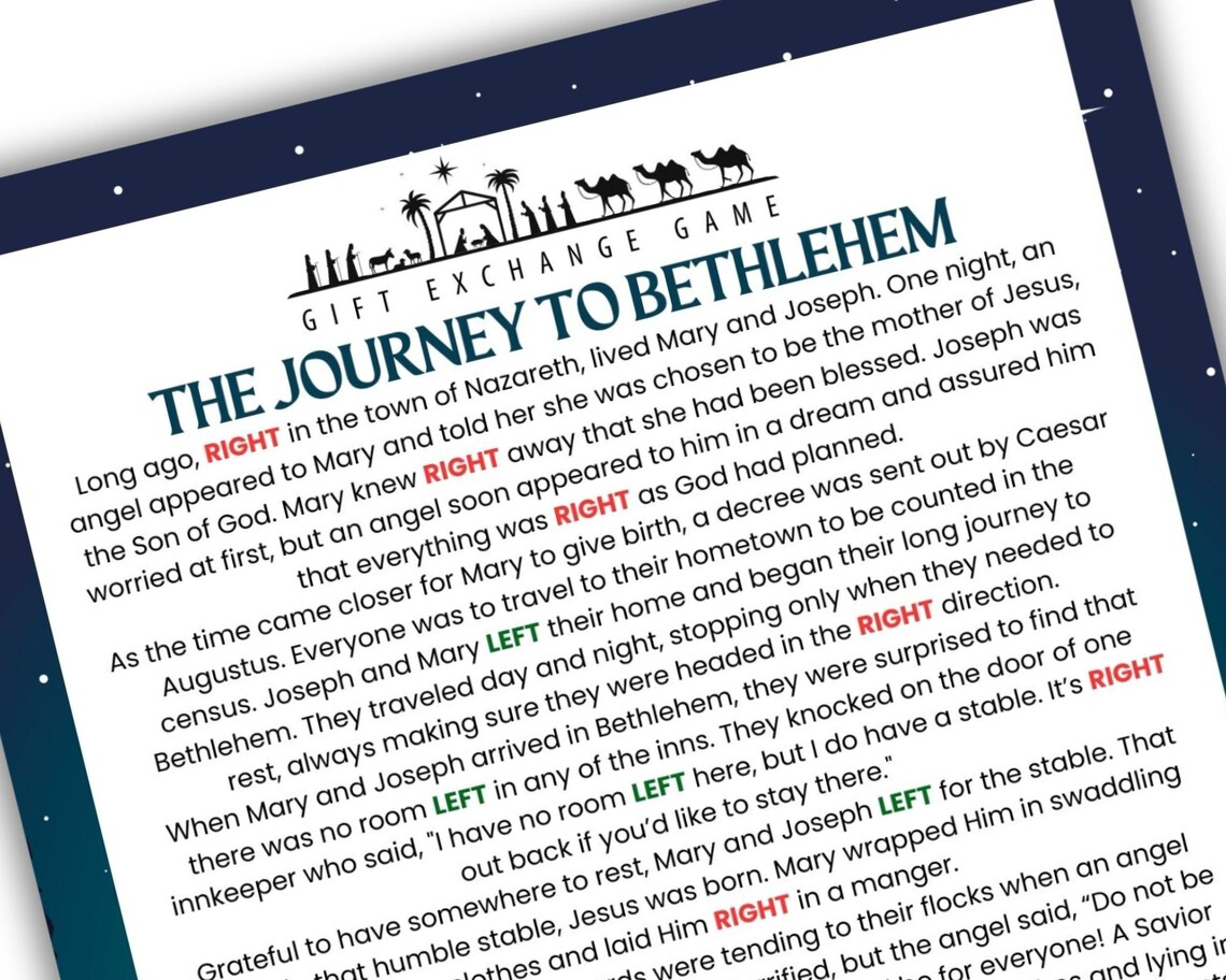Nativity Left Right Game. Nativity Story Game, Christmas Story Gift ...