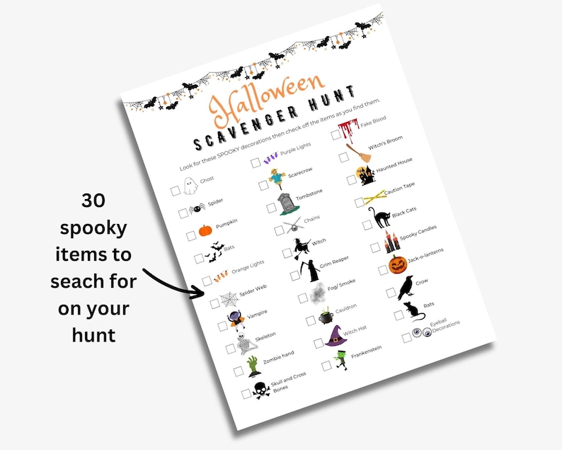 Outdoor Halloween Picture Scavenger Hunt for Kids, Halloween Activity ...