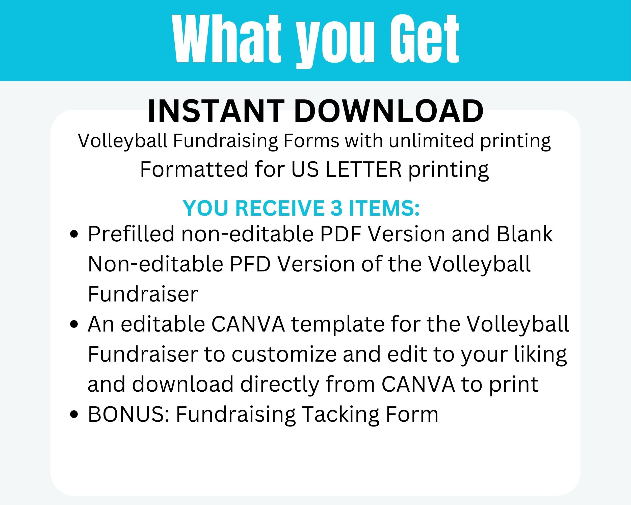 Editable Volleyball Fundraiser, Quick Easy Printable Volleyball Team ...