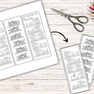 Bookshelf Bookmark Reading Tracker Printable, Coloring Bookcase ...