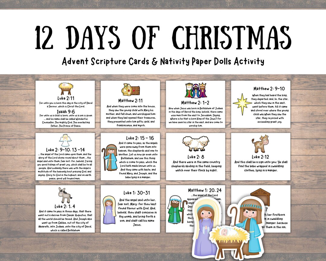 12 Days of Christmas Nativity Countdown for Kids, Advent Scripture ...
