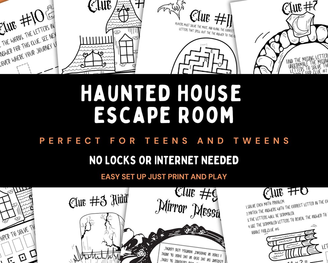 Escape Room Kit, Escape the Haunted House Printable Escape Party Game ...