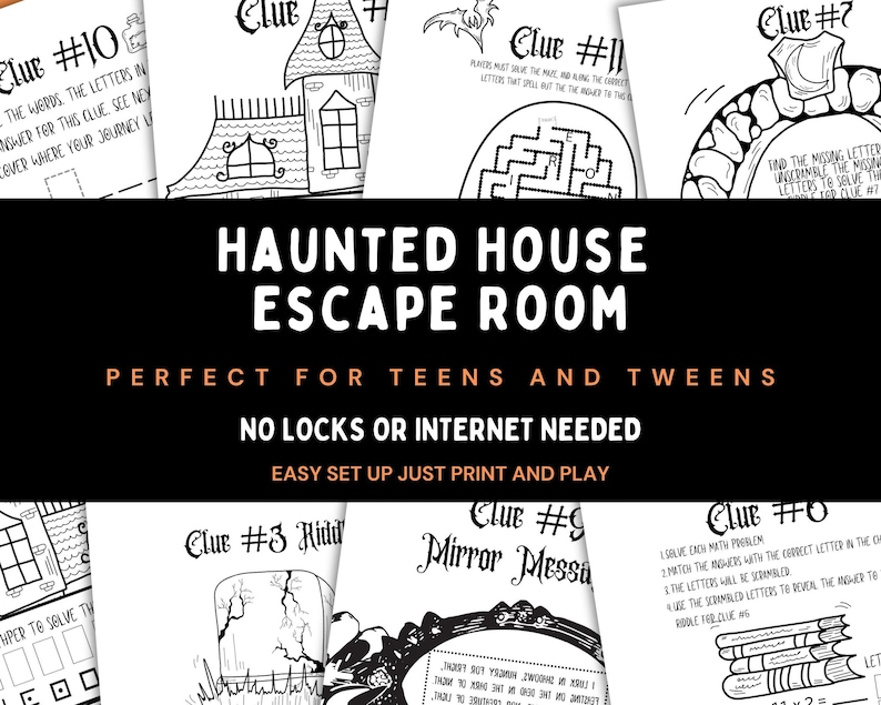 Escape Room Kit, Escape the Haunted House Printable Escape Party Game ...