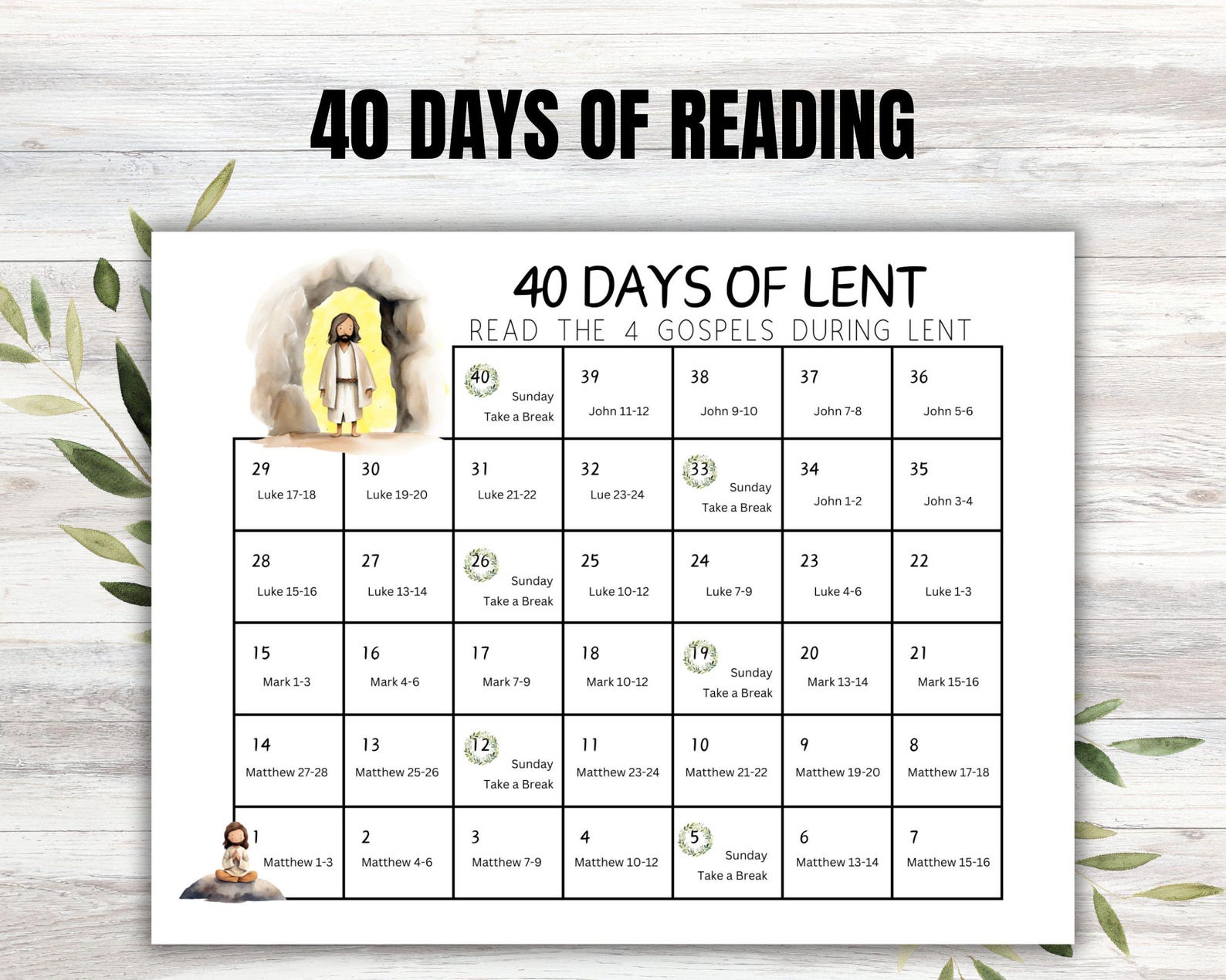 Lent Bible Reading Plan, Family Lent Calendar, 40 Days Scripture ...