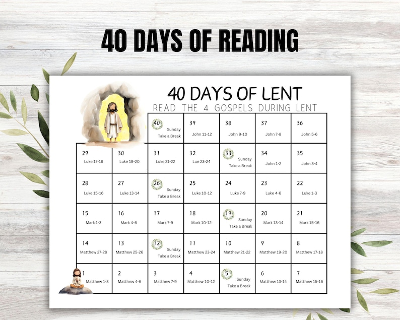 Lent Bible Reading Plan, Family Lent Calendar, 40 Days Scripture ...