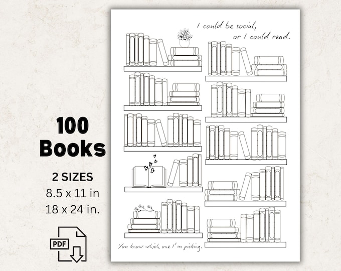 100 Books Challenge - Printable Reading Log - Book Tracker - Coloring ...