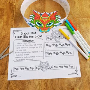 Lunar New Year Crown Dragon Craft Printable, Chinese New Year Paper ...