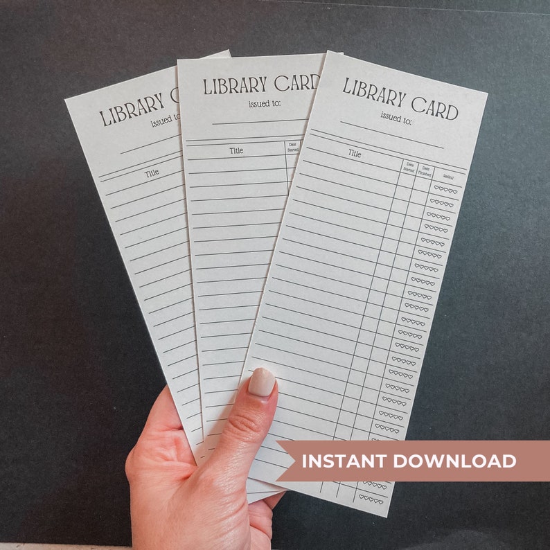 Library Card Bookmark Reading Tracker Smaller Version, Printable ...