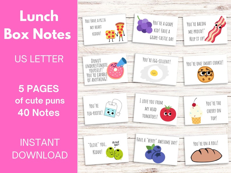 Lunch Box Jokes, Printable Lunchbox Notes for Kids, Encouraging Notes ...