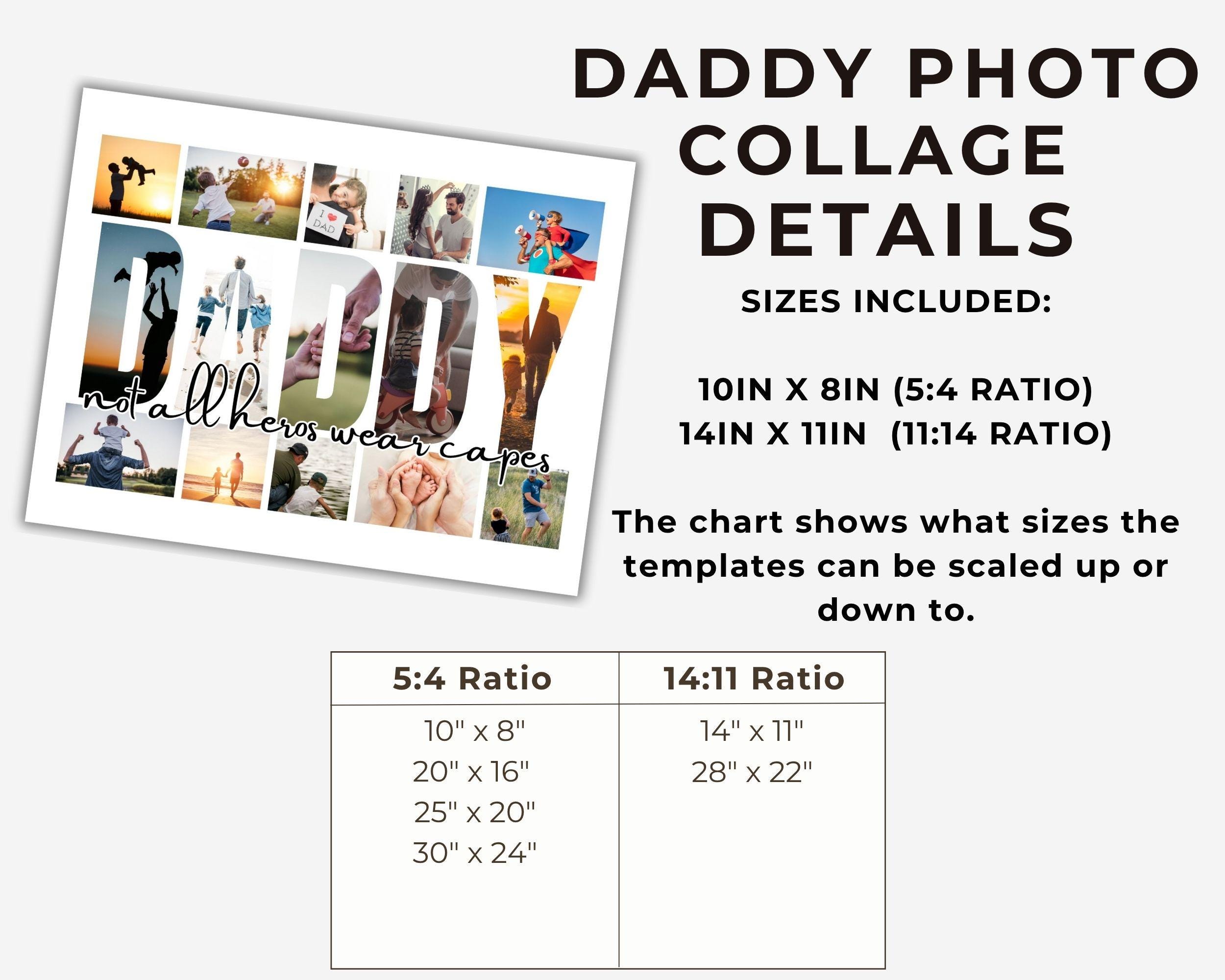 Daddy Photo Collage Template, Custom Father's Day Gift, Dad Photo ...