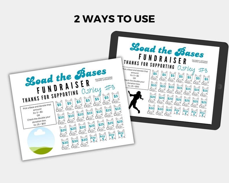 Unique Softball Fundraiser, Load the Bases Printable, Editable Softball ...