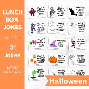 HALLOWEEN Printable Lunch Box Jokes | Halloweenthemed Lunch Notes ...