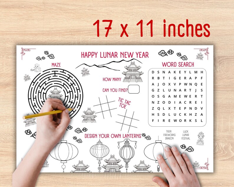 Lunar New Year Activity Coloring Placemat Printable, Year of the Dragon ...