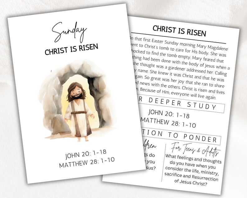 LDS Holy Week Study Cards, Printable Easter Advent, Easter Bible Study ...