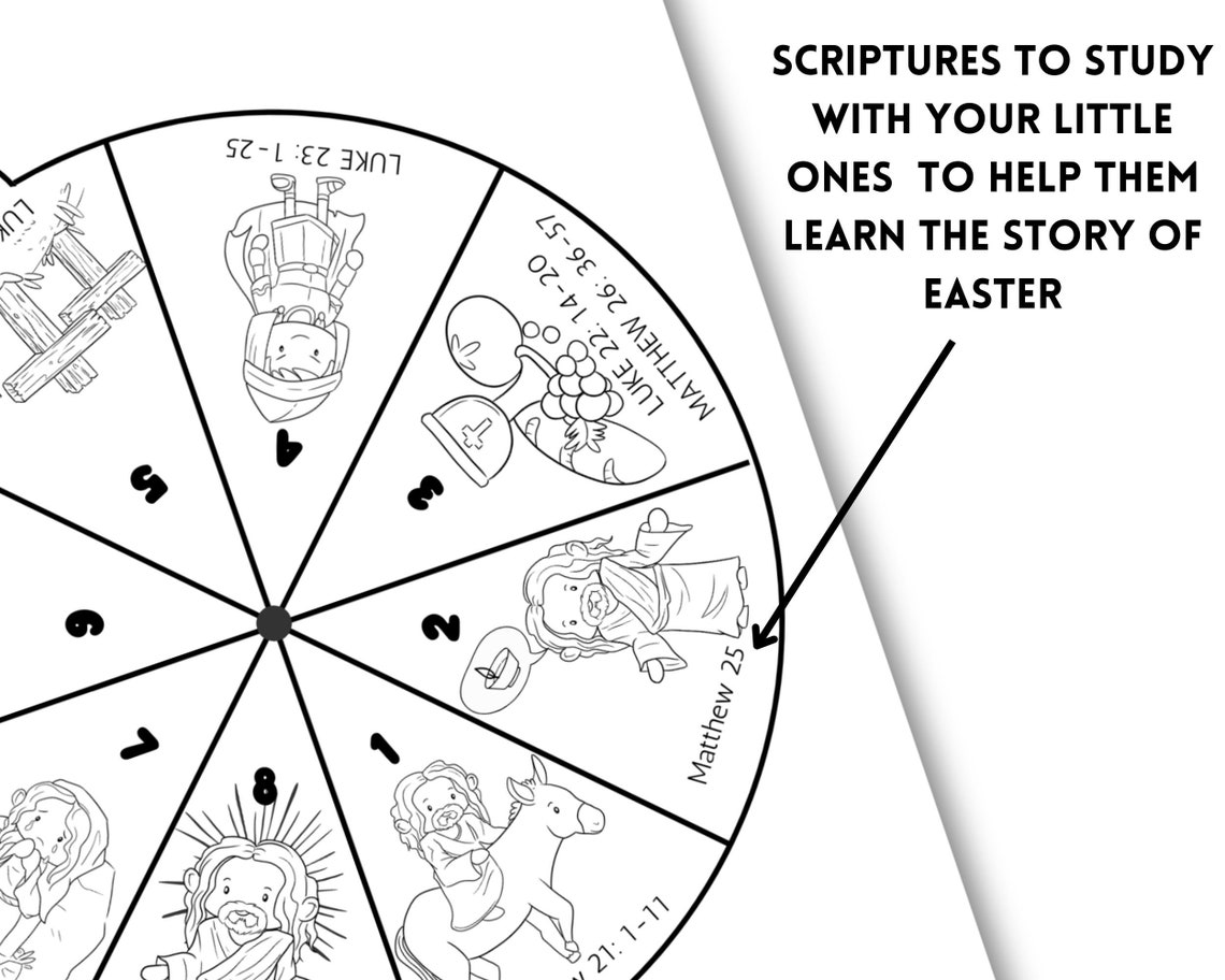 Easter Story Coloring Wheel Craft, Easter Story Coloring Sheet for Kids ...