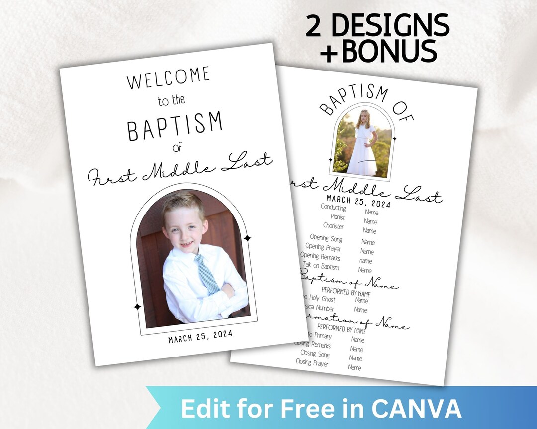 Editable LDS Baptism Program, 1/2 Page Baptism Program Template for Boy ...