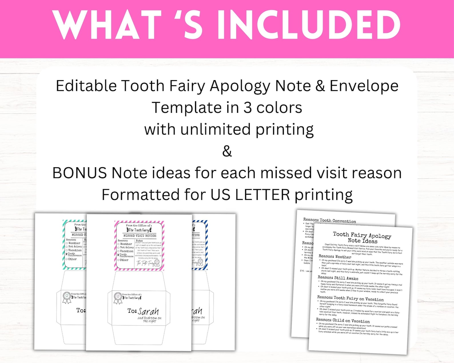 Editable Tooth Fairy Apology Letter, Tooth Fairy Forgot to Come Note ...