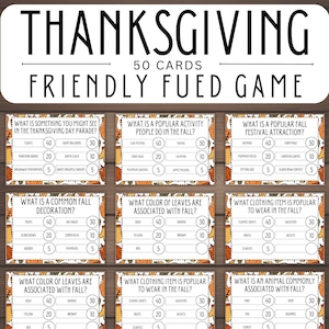 Thanksgiving Friendly Feud Game – Printable Thanksgiving Game, Fall ...
