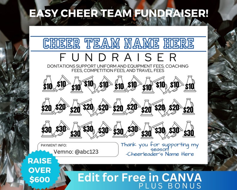 Editable Cheer Black Out My Board Fundraiser, Competitive Cheer ...