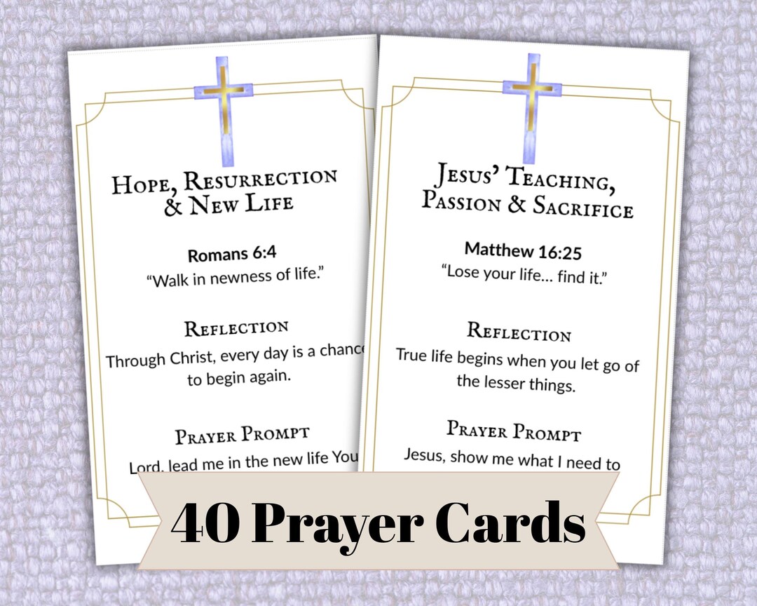 Lent Scripture Cards Printable Prayer Cards 40 Days of Lent Bible ...