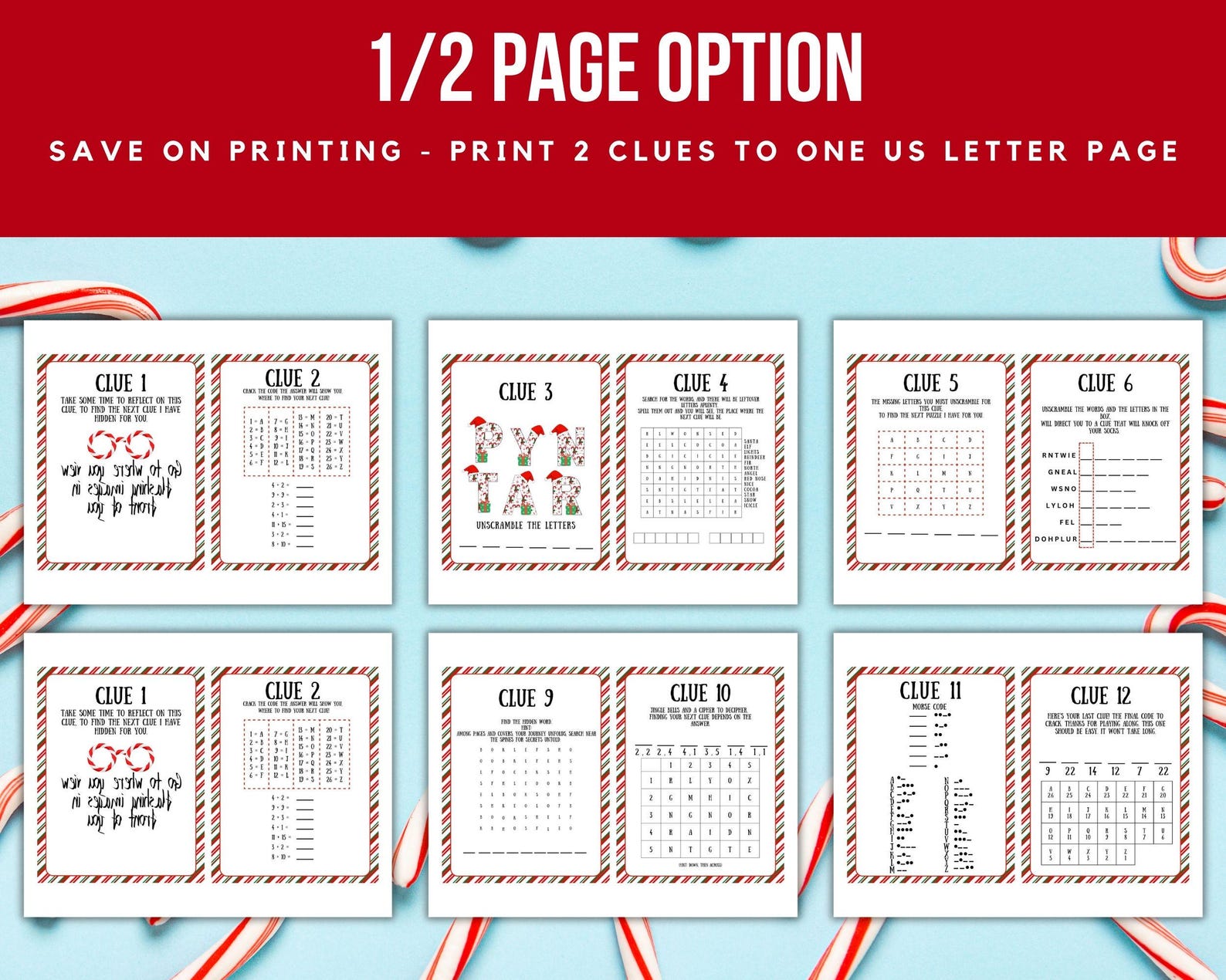 Indoor Candy Cane Scavenger Hunt, Candy Cane Hunt Escape Room Kit ...