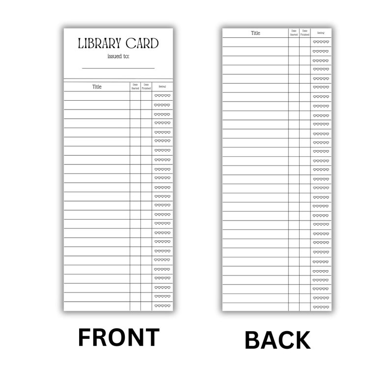 Library Card Bookmark Reading List Printable, Reading Bookmark, Reading ...