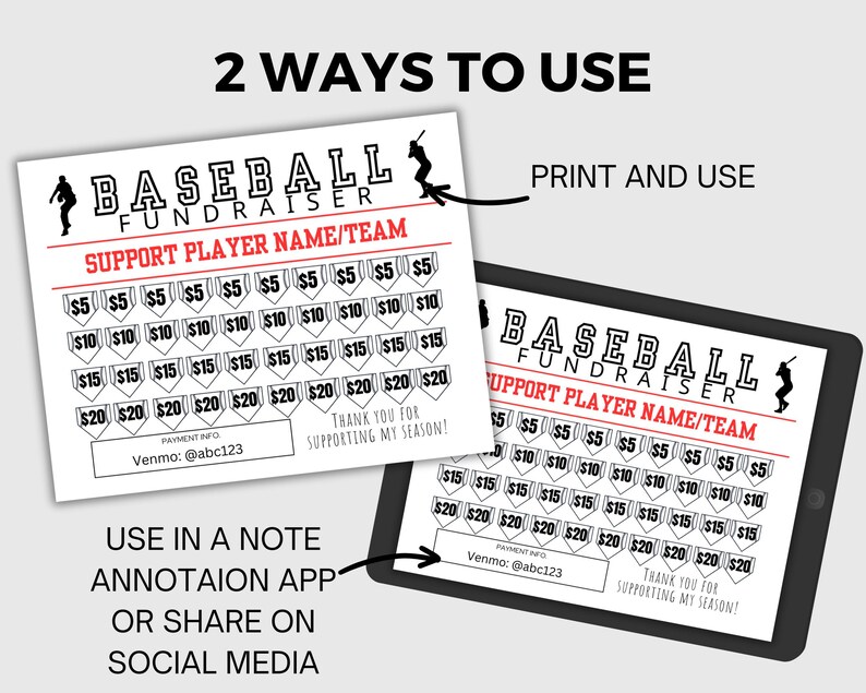 Editable Baseball Fundraiser, Black Out My Board Fundraiser, Baseball ...