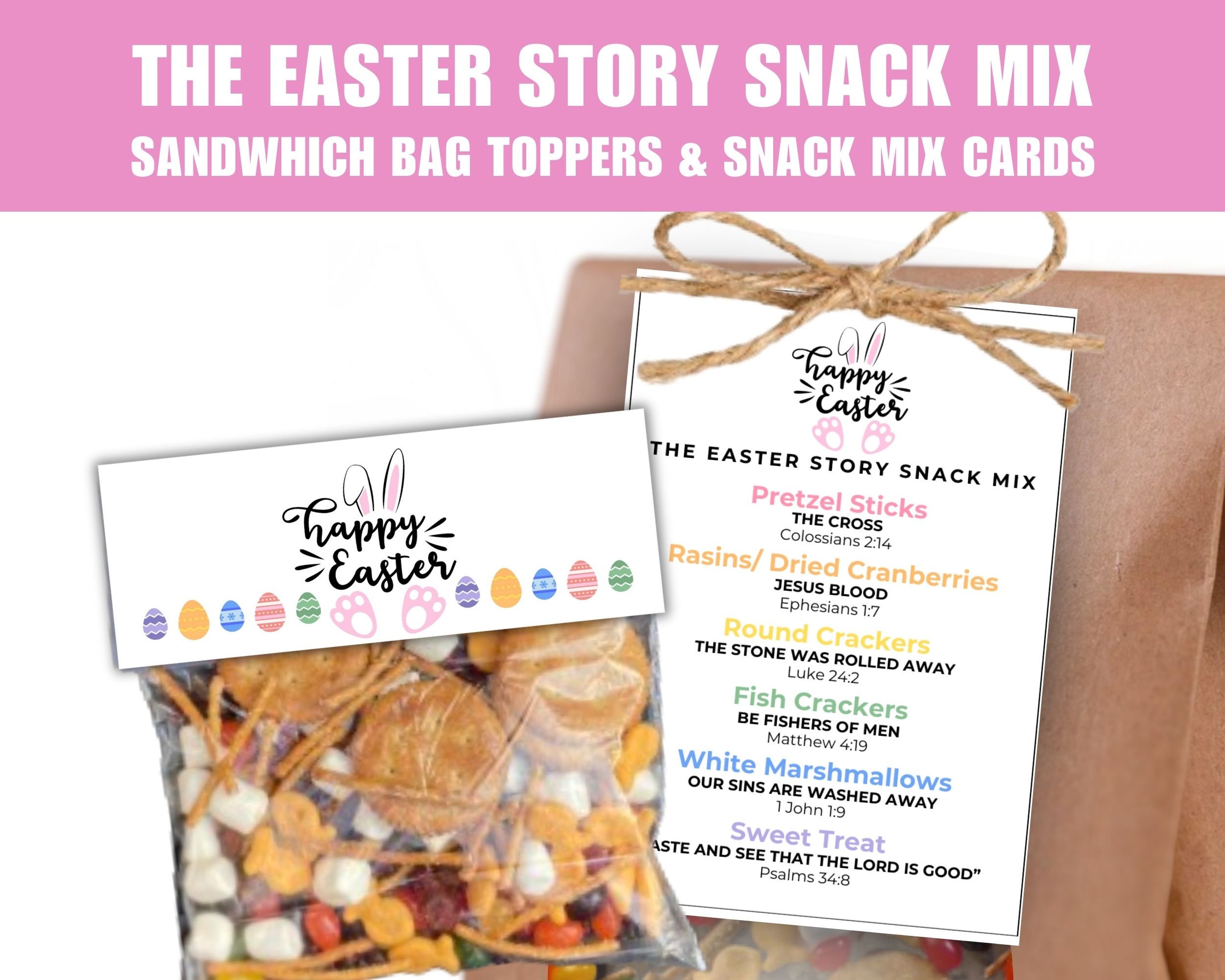 Easter Story Snack Mix Printable, Easter Snack Mix Bag Toppers, Easter ...