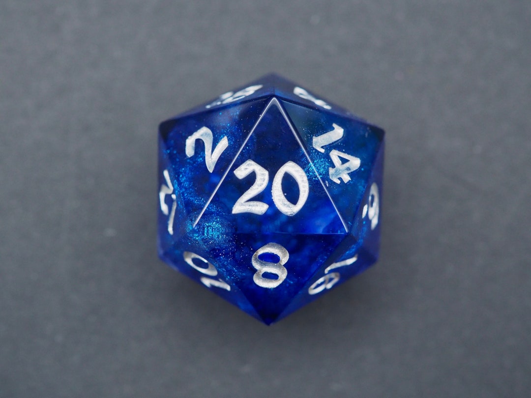 Handmade D20 Dice / Blue Glitter / for Dungeons and Dragons or Other ...