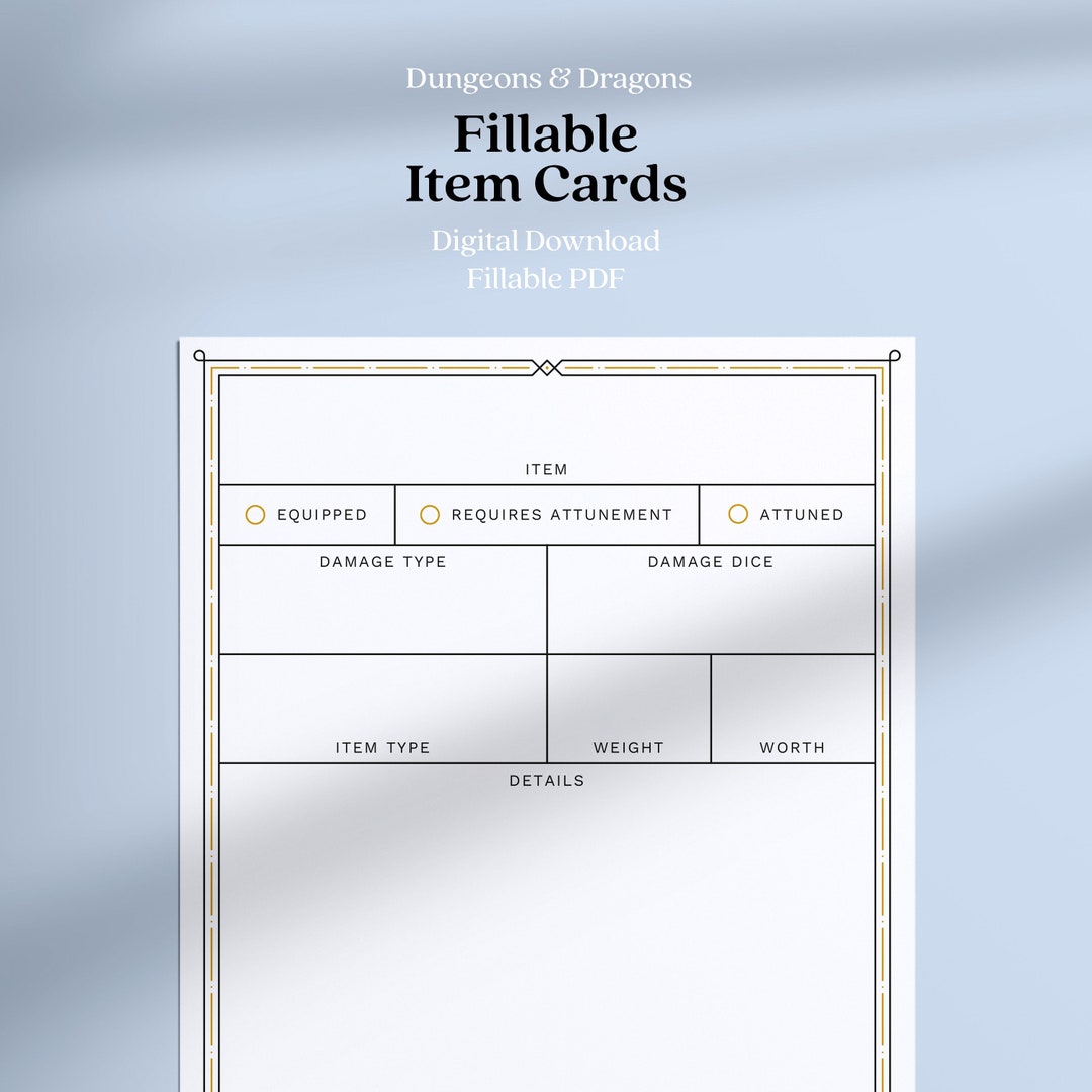 Printable Dnd 5e Item Cards / Digital Download as PDF / DM Accessories ...