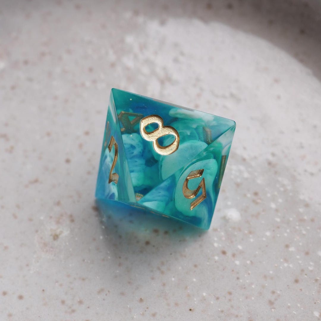 Handmade D8 Dice / Blue Green / for Dungeons and Dragons or Other Role ...