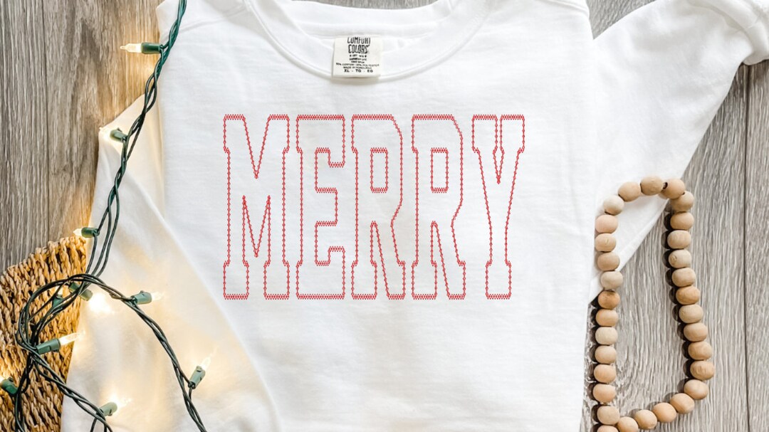 MERRY Applique Christmas Embroidery Design - Etsy