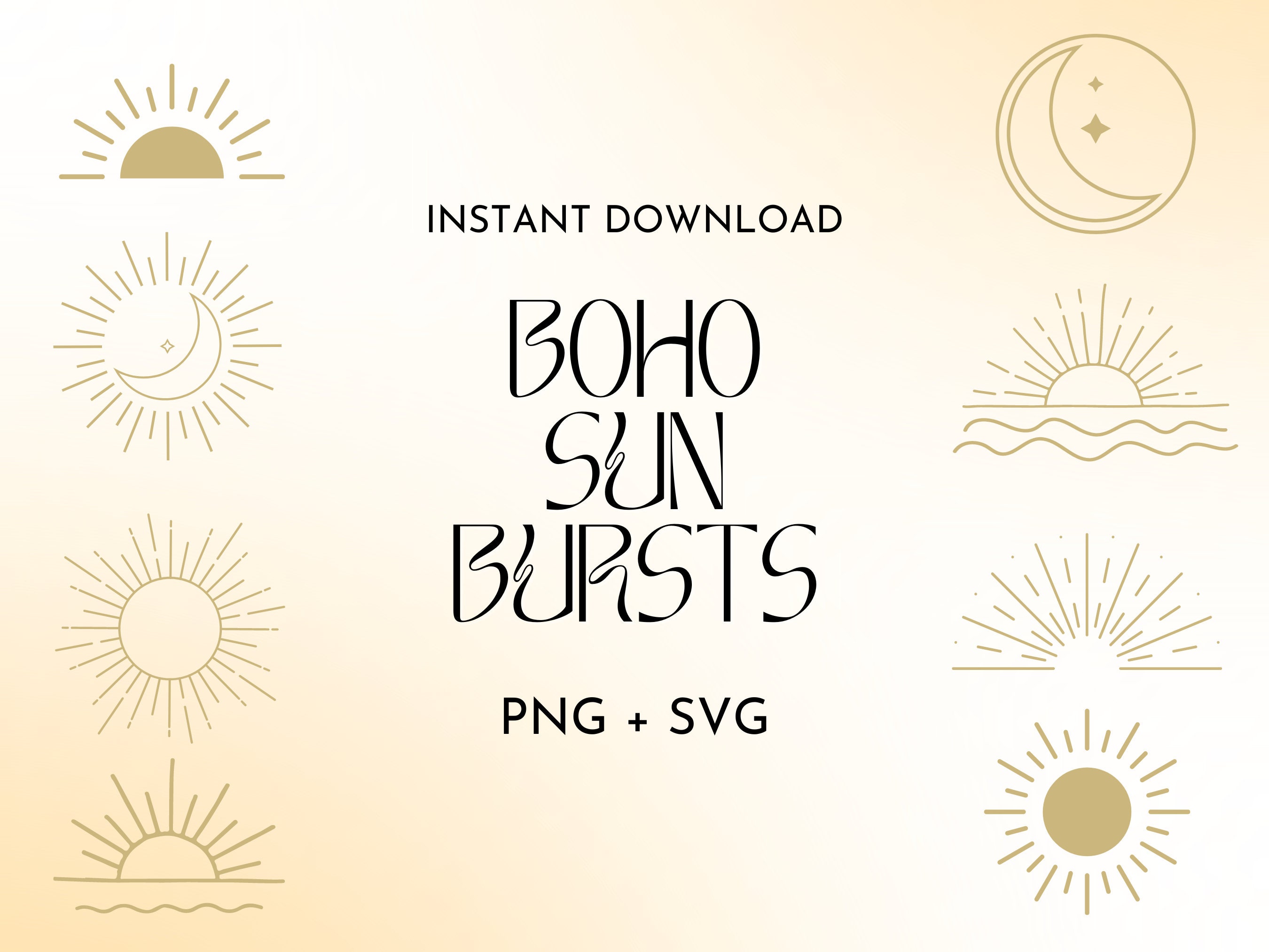 Boho Sun SVG, Sunshine Cut File, Sunburst Clipart, Boho Sun Vector ...