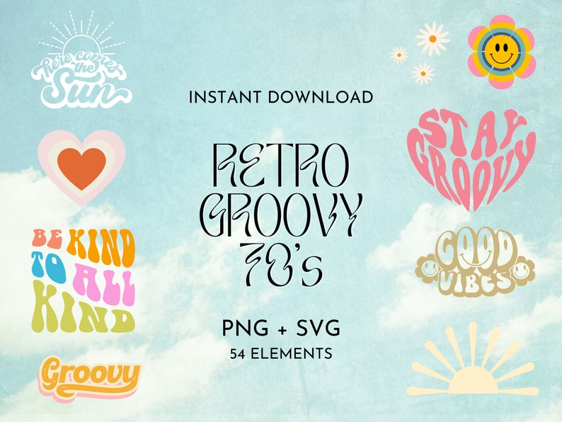 Groovy Retro 70's SVG Bundle SVG Files Hippie Svg - Etsy