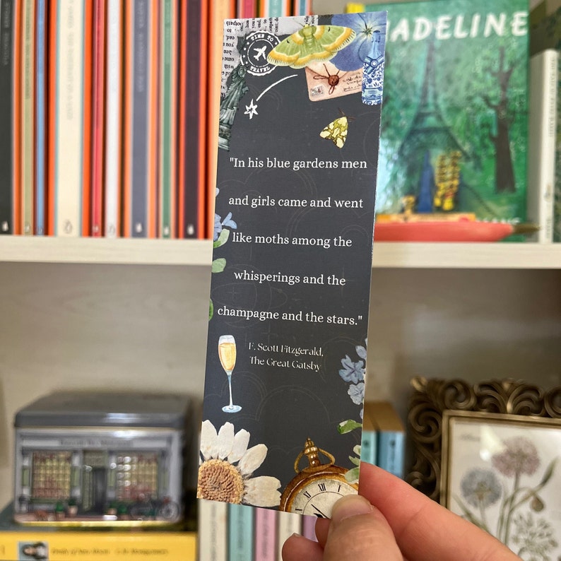The Great Gatsby Bookmark, F. Scott Fitzgerald, Bookmark, Paper ...
