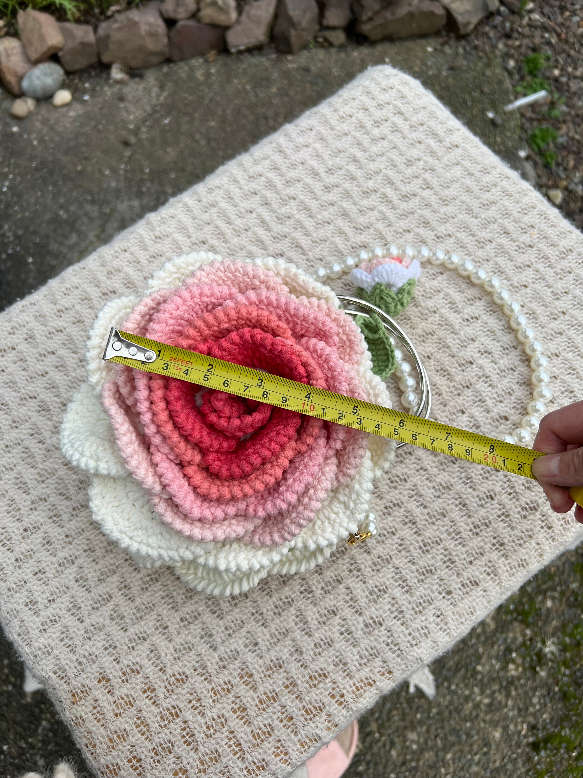 Handmade Crochet Rose Bag: 3D Pink Gradient Tote Crossbody - Etsy