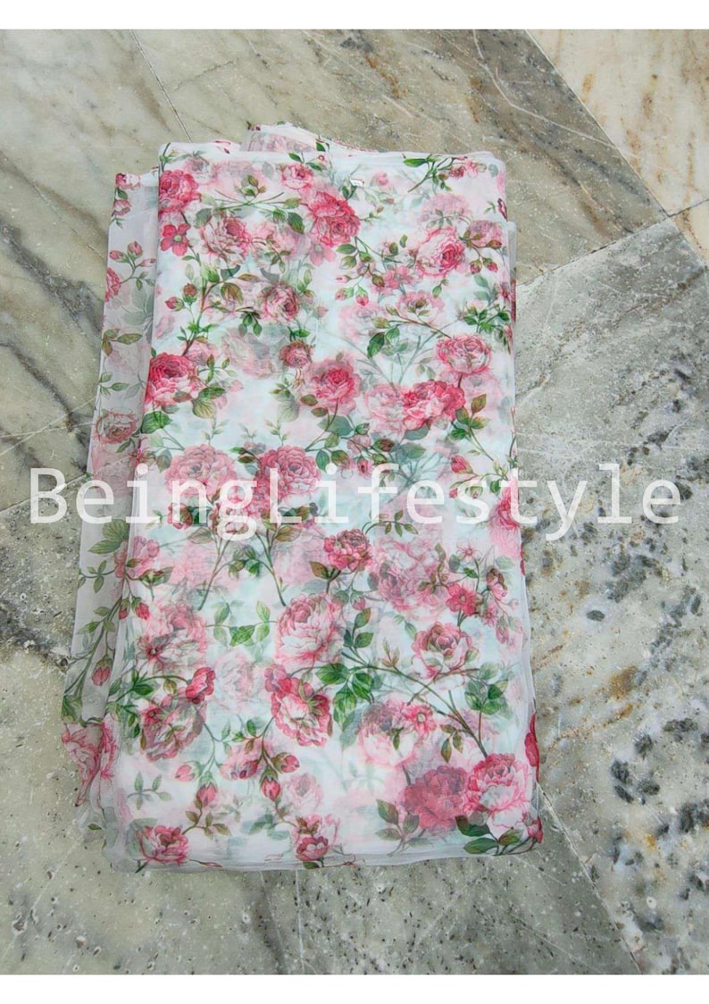 Floral Print Organza Fabric: Sheer Organza for Wedding Decoration - Etsy