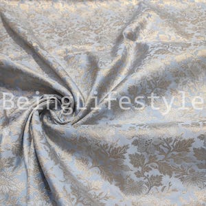 Indian Brocade Fabric for Bridal Dresses, Light Blue Brocade Fabric ...