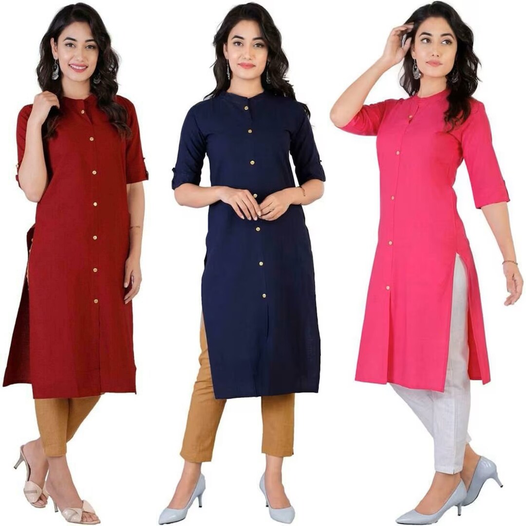 Handmade Cotton Kurti: Indian Tunic Top, Women's Formal Wear - Etsy