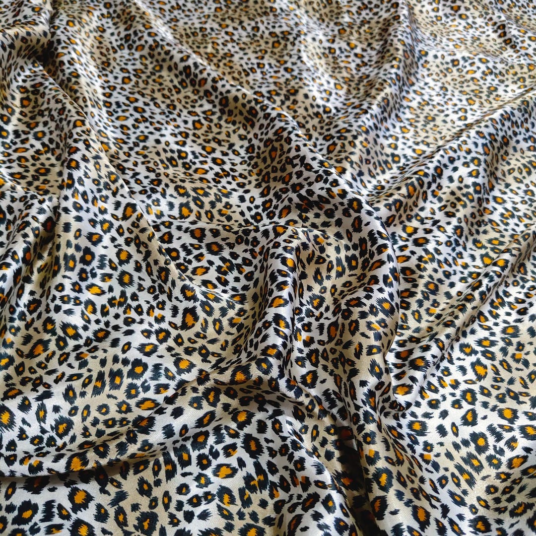 Cheetah Print Satin Fabric: Black and Brown Animal Skin Fabric - Etsy
