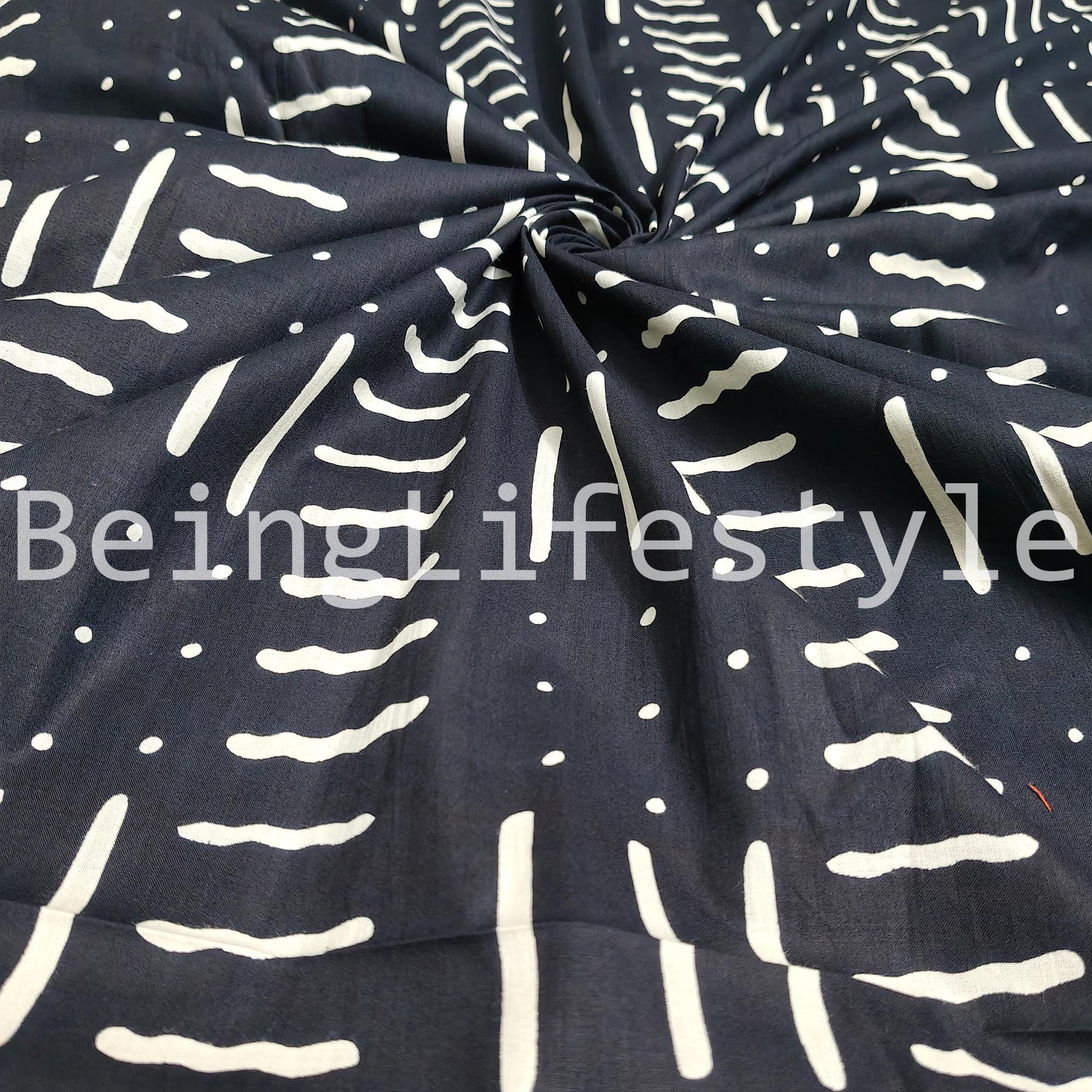 Black Geometric Block Print Cotton Fabric: Sewing & Dressmaking - Etsy